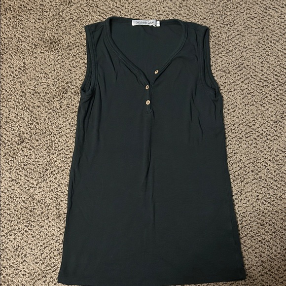 Michelle Mae | Tops | Michelle Mae Hunter Green Sleeveless Tank Top ...